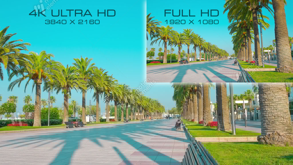 4K Ultra HD Vs Full HD Comparison Tv Resolution Formats Stock Video