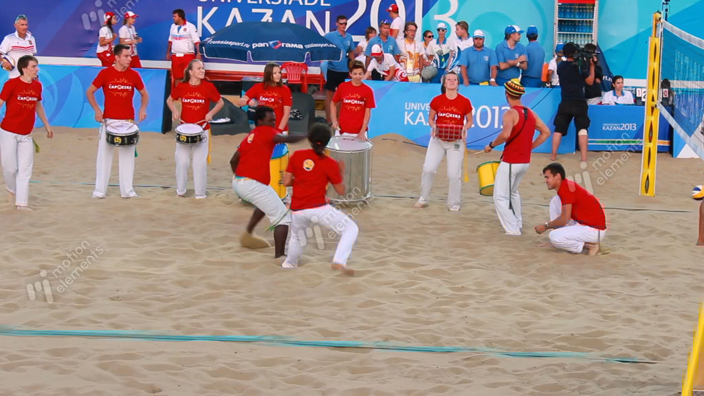 Athletes In Red And White Uniform Show Capoeira Fight Stock video ...