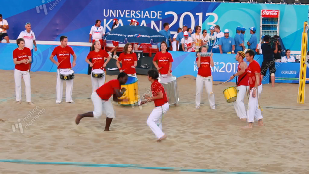 Athletes In Red And White Uniform Show Capoeira Fight Stock video ...