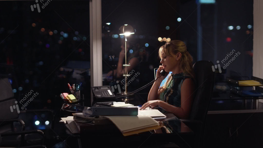 4 Businesswoman Working Late At Night Answering Phone Call Stock video ...