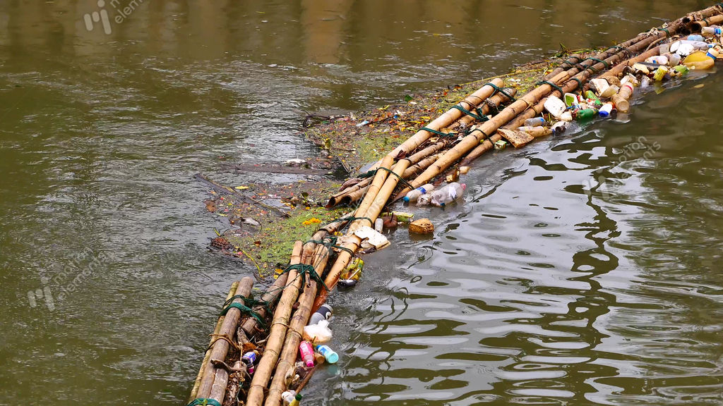 The Waste Trap Device Before Flowing Into The Sea Made From Bamboo Tied ...