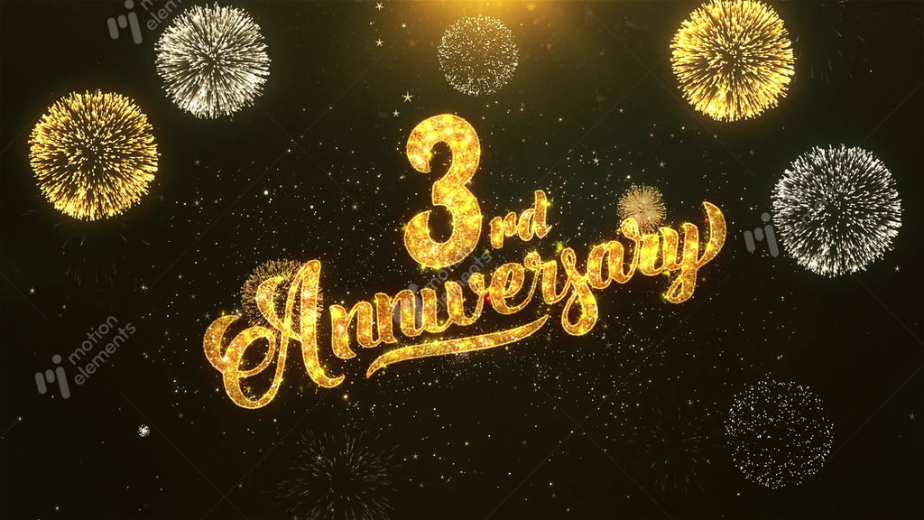 3rd Happy Anniversary Celebration Wishes Greeting Text On Golden