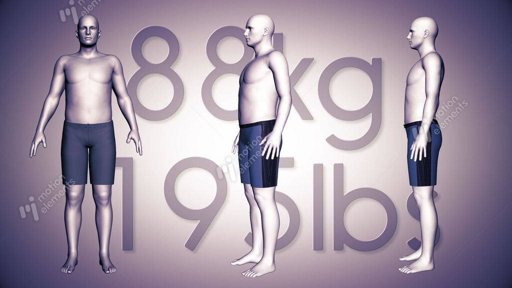4K Simulation Of An Obese Man Loosing Body Weight And BMI Index 8 Stock ...