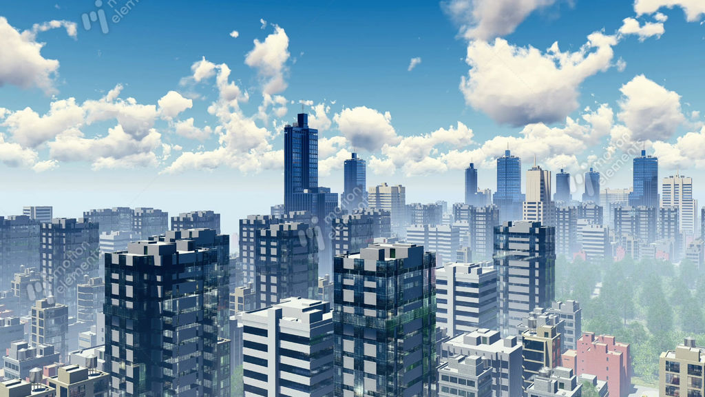 Skyscrapers Of Big City Panorama 3D Animation Stock video footage | 9389990