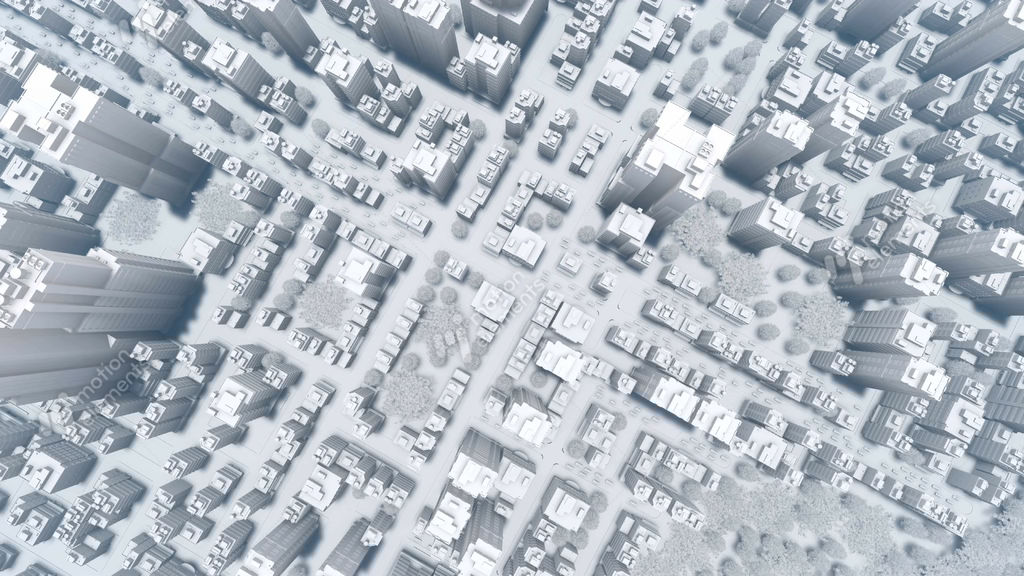 Abstract Modern Big City Aerial View Simple 3D Animation Stock video ...