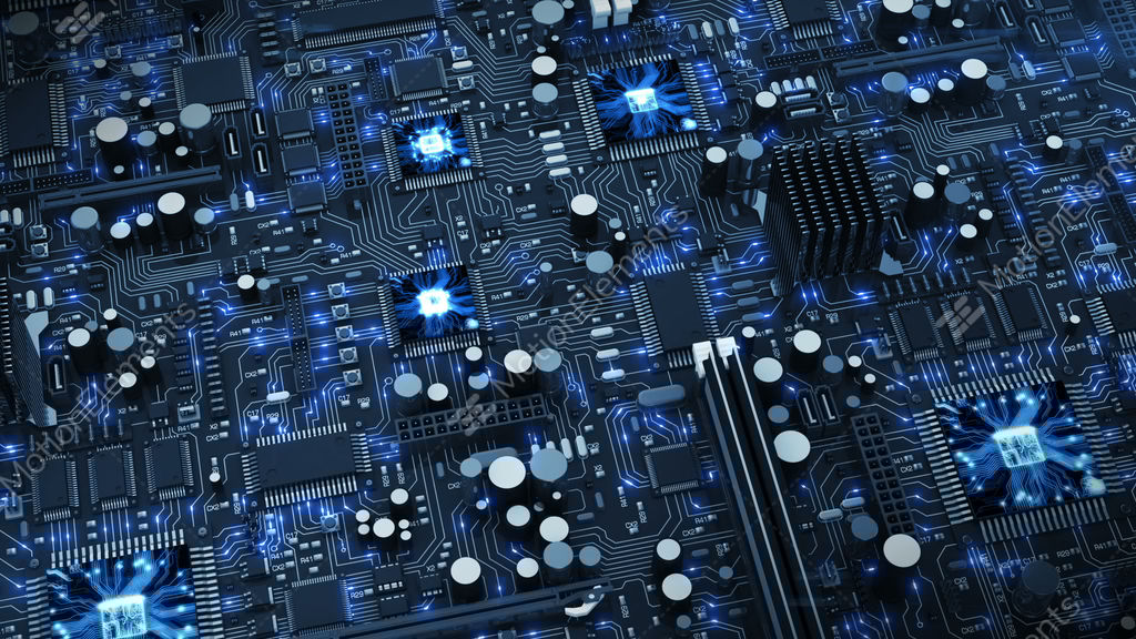 Beautiful 3d Animation Of The Endless Motherboard With Moving Light ...