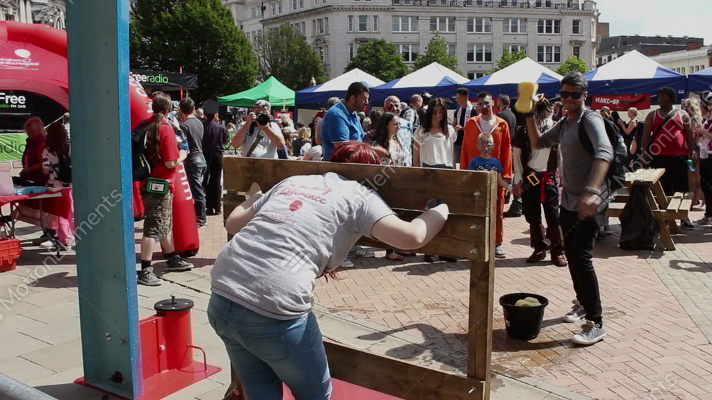 Wet Sponge Throwing Game-woman In The Stocks- Zombie Festival Stock ...