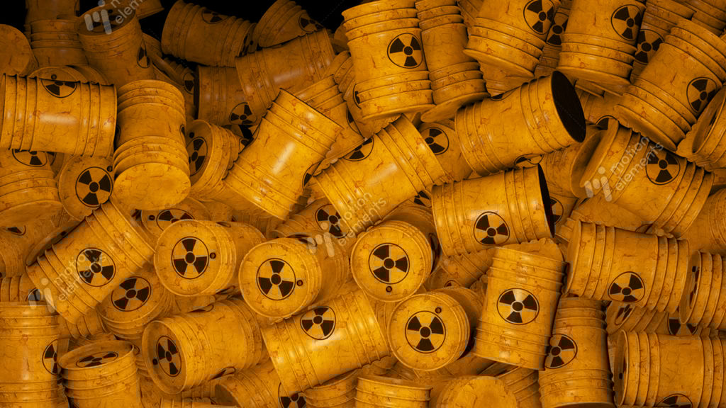 Falling Nuke Barrels Transition Stock Animation | 9705525