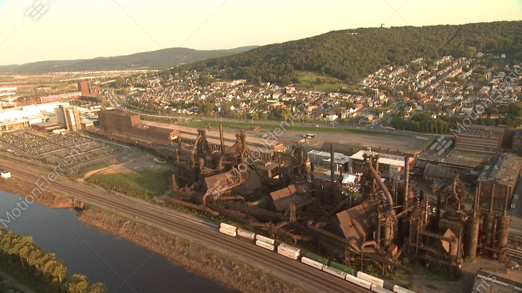 Bethlehem Steel Aerial River Stock video footage | 2763805
