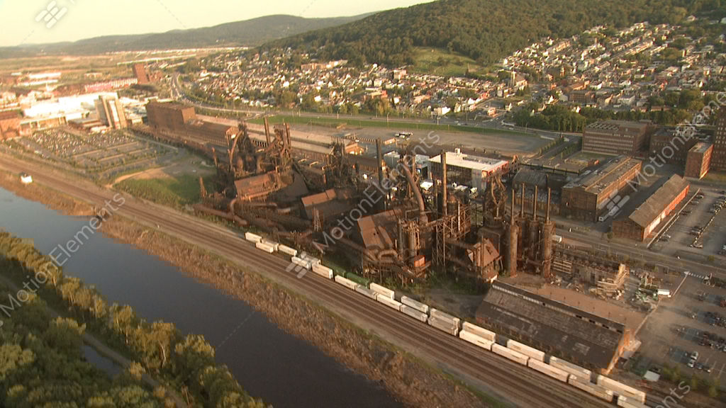 Bethlehem Steel Aerial River Stock video footage | 2763805