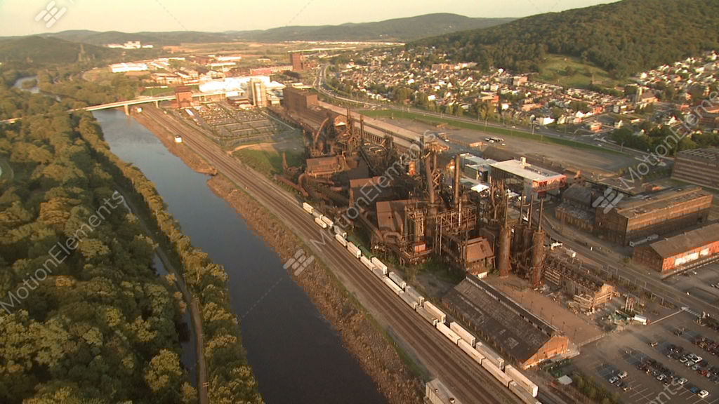 Bethlehem Steel Aerial River Stock video footage | 2763805