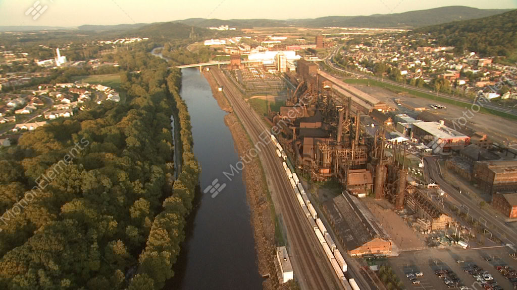 Bethlehem Steel Aerial River Stock video footage | 2763805