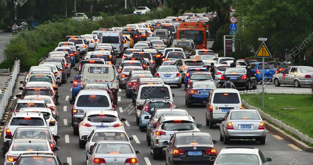 4k Modern Urban City Busy Heavy Traffic Jams,A Lot Of Cars On Highway ...