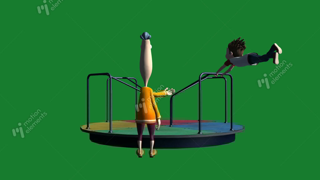 Boy Hanging On For Dear Life On Merry-go-Round: Ma Stock Animation ...