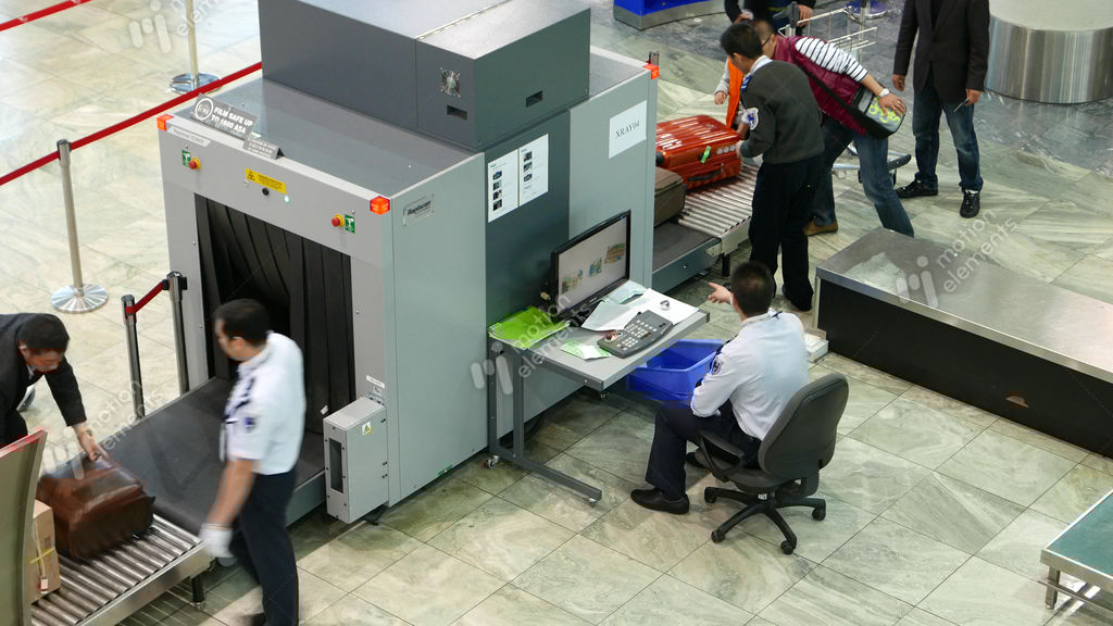 X-Ray Scanner In Airport, Security Inspection For Passenger Luggage ...